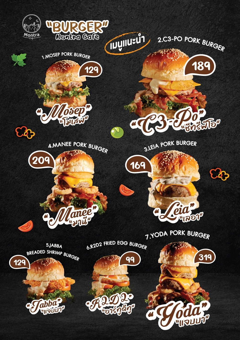 Montra Menu | ไร่วังบอน มนตราคาเฟ่ กางเต็นท์น้ำ คาเฟ่นครนายก